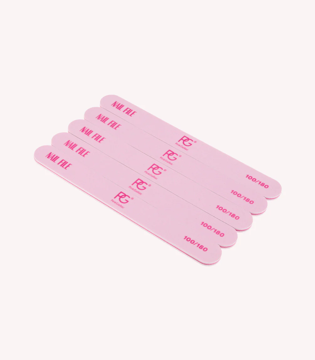 Nail File 100/180 Straight 5 Pcs - Pink Gellac